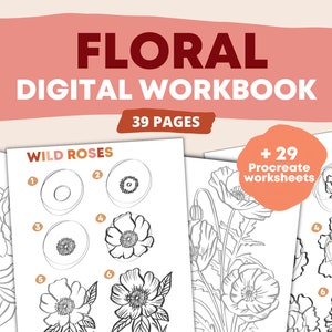 How to Draw Flowers Procreate Workbook Floral Digital Step-by-step ...