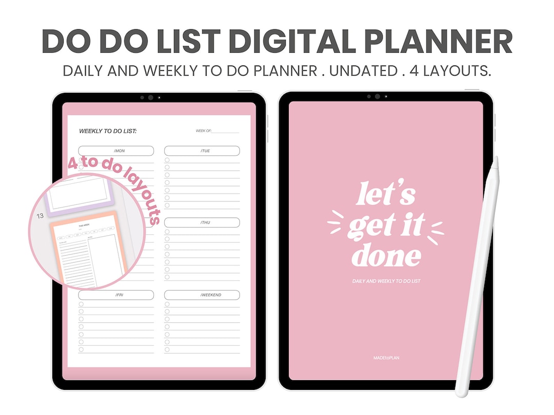Digital Weekly to Do List | Blank Task Checklist Planner | Minimal Week ...