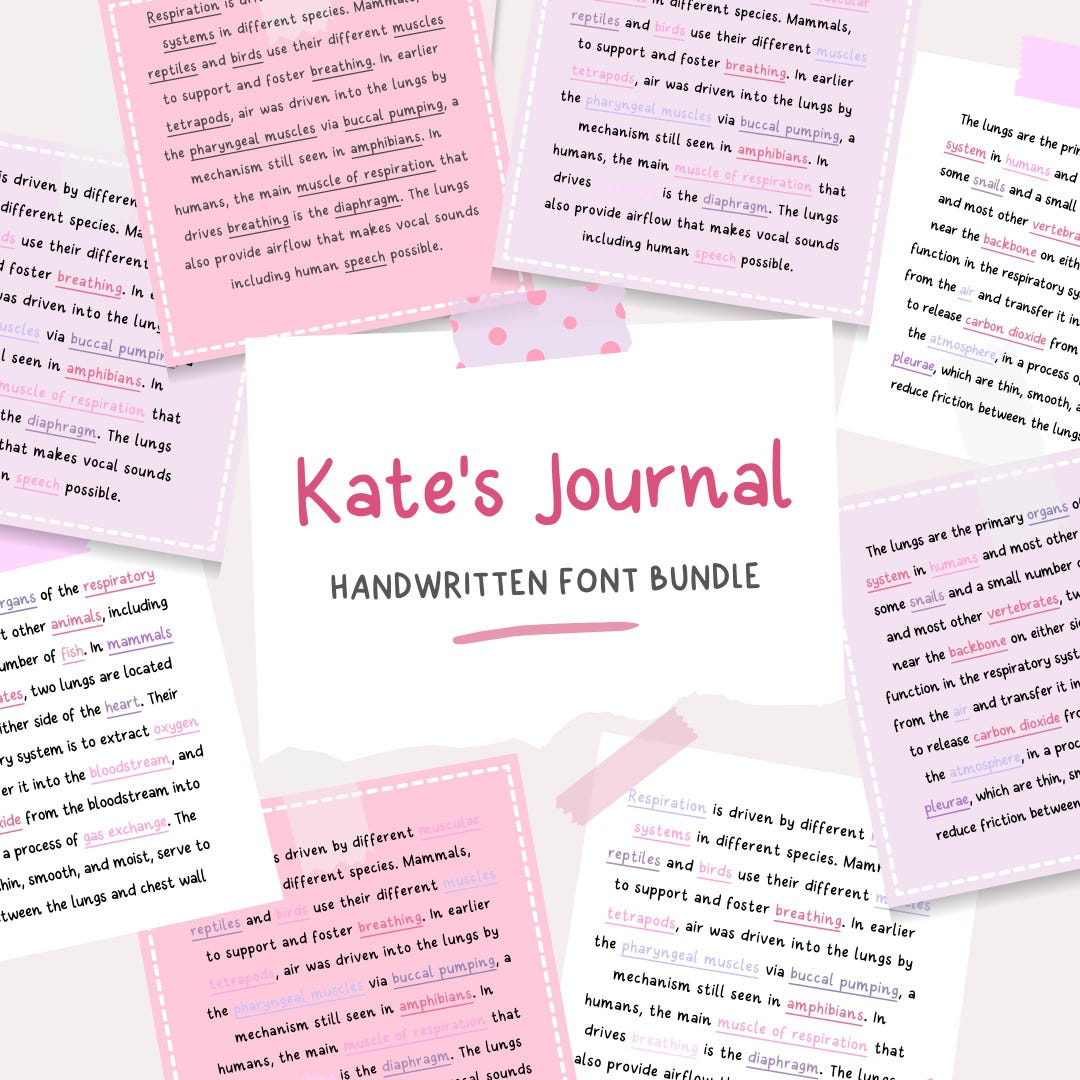 Kate's Journal Font | Neat Handwritten Font Bundle by Madetoplan | Cute ...