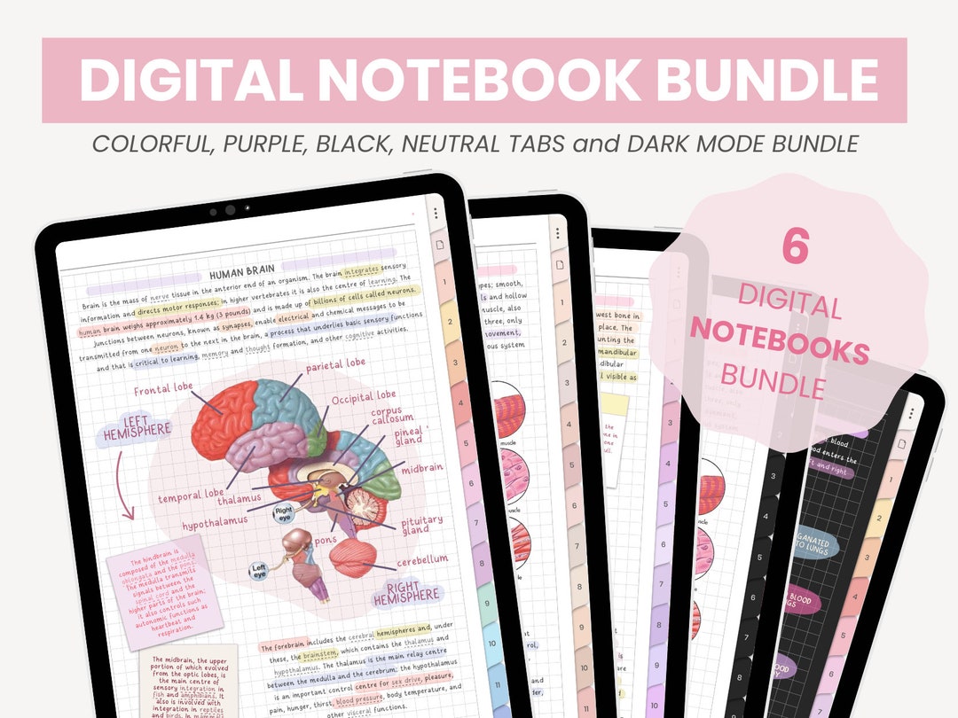 Digital Notebook Bundle | Portrait Digital Notebooks | Student Notebook ...