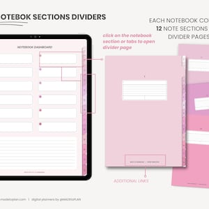 Portrait Digital Notebook | Pink Digital Note Paper Templates |student ...