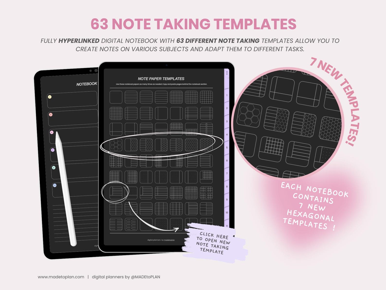 Student Digital Notebooks Bundle | College Academic Templates | Dark ...
