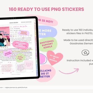 Digital Stickers for Reading Journal | Pastel Bookish Planner Stickers ...