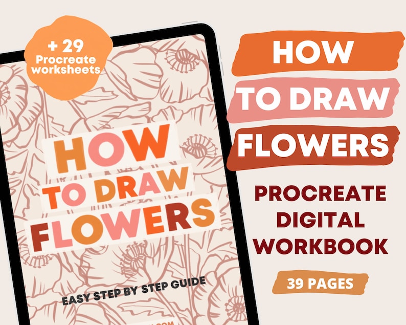 How to Draw Flowers Procreate Workbook Floral Digital - Etsy