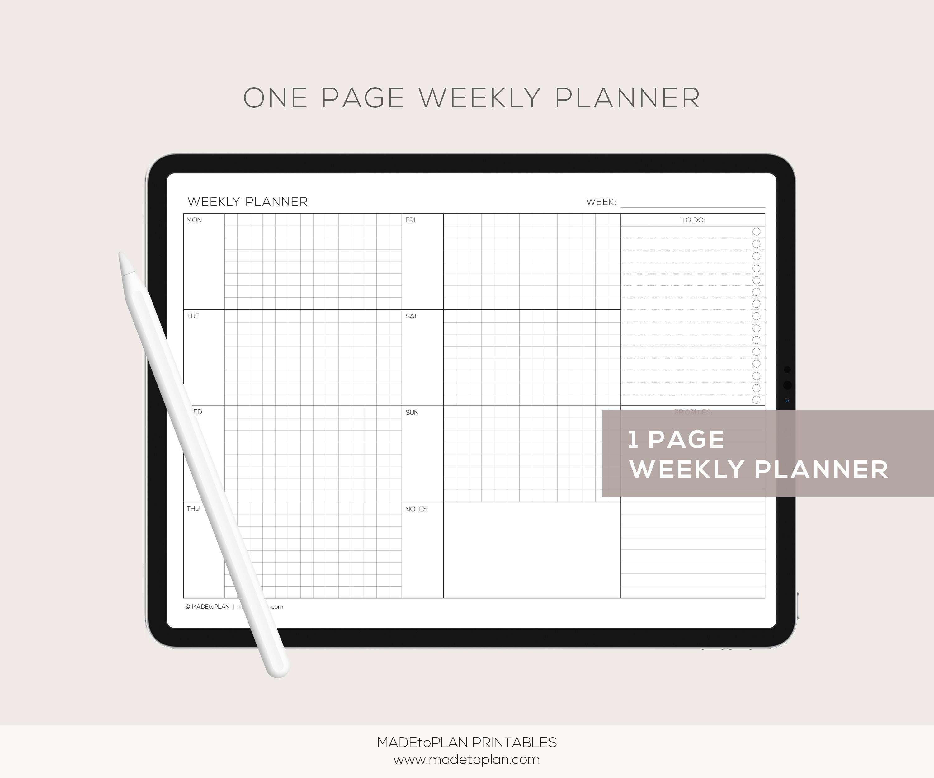 Digital Weekly Planner Grid Planner Undated Digital - Etsy