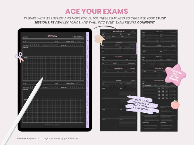 Student Digital Planner Bundle | Study, Assignment, Essay, Exam ...
