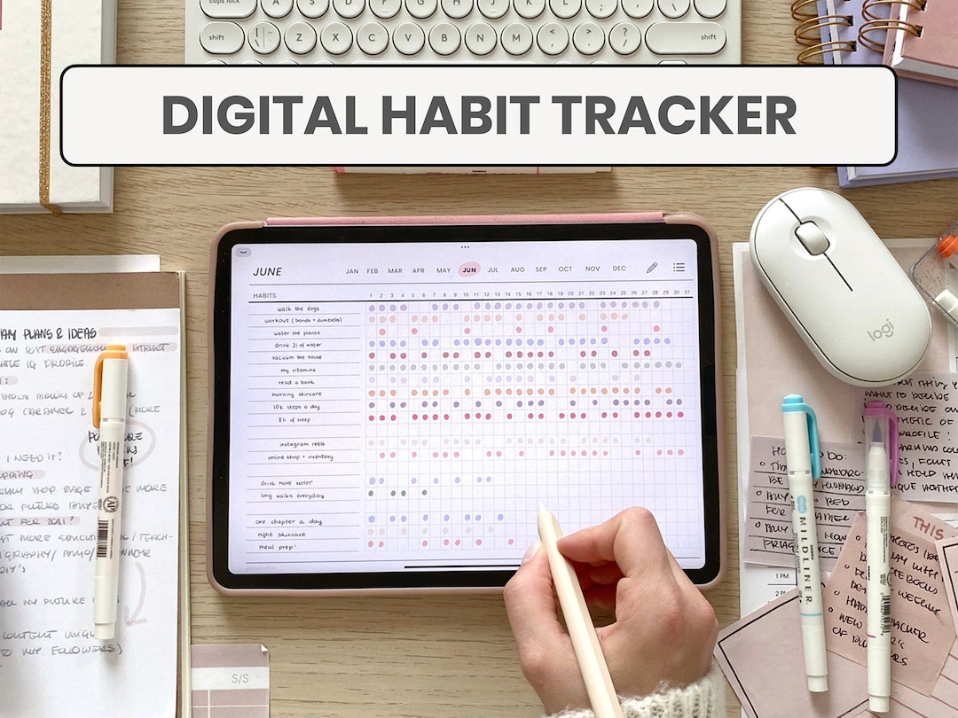 Digital Daily Habit Tracker | 12 Months Routine and Motivation Habit ...