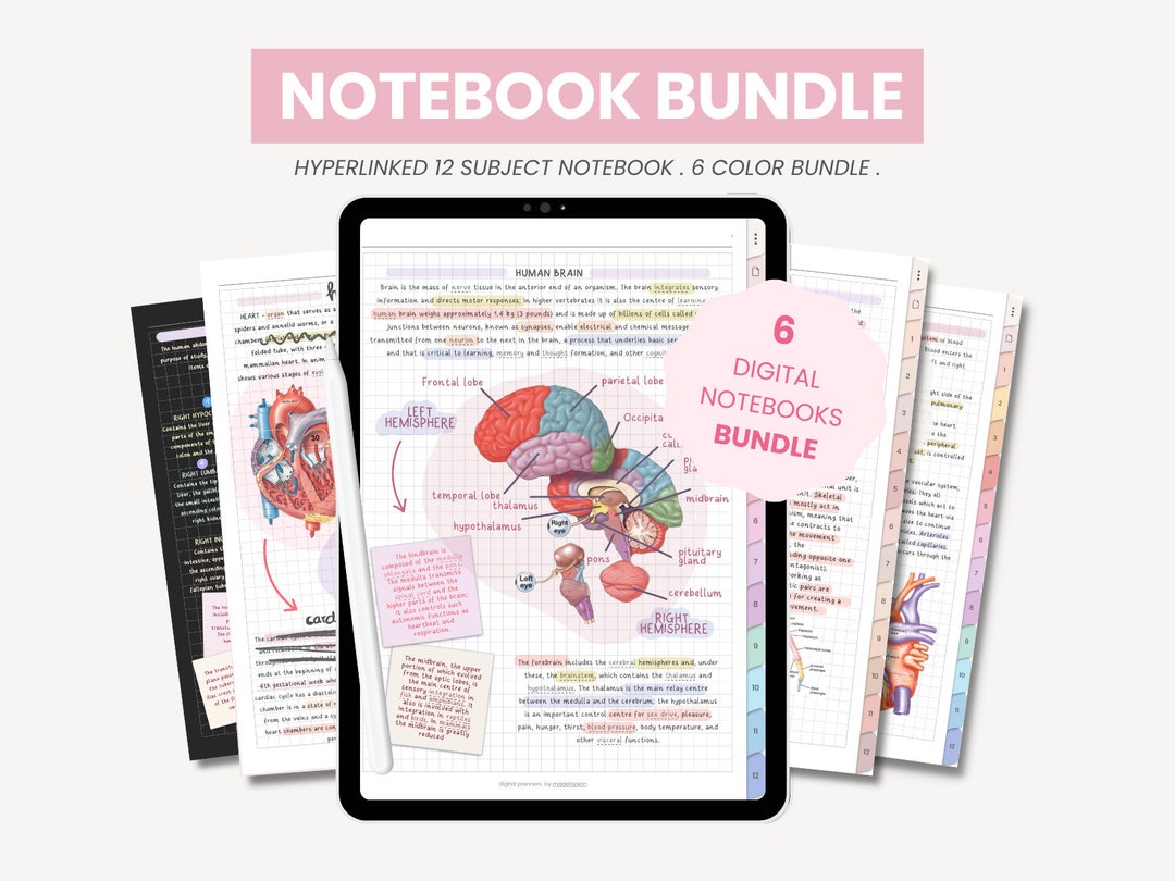 Digital Notebook Bundle | Portrait 12 Subject Digital Notebook ...