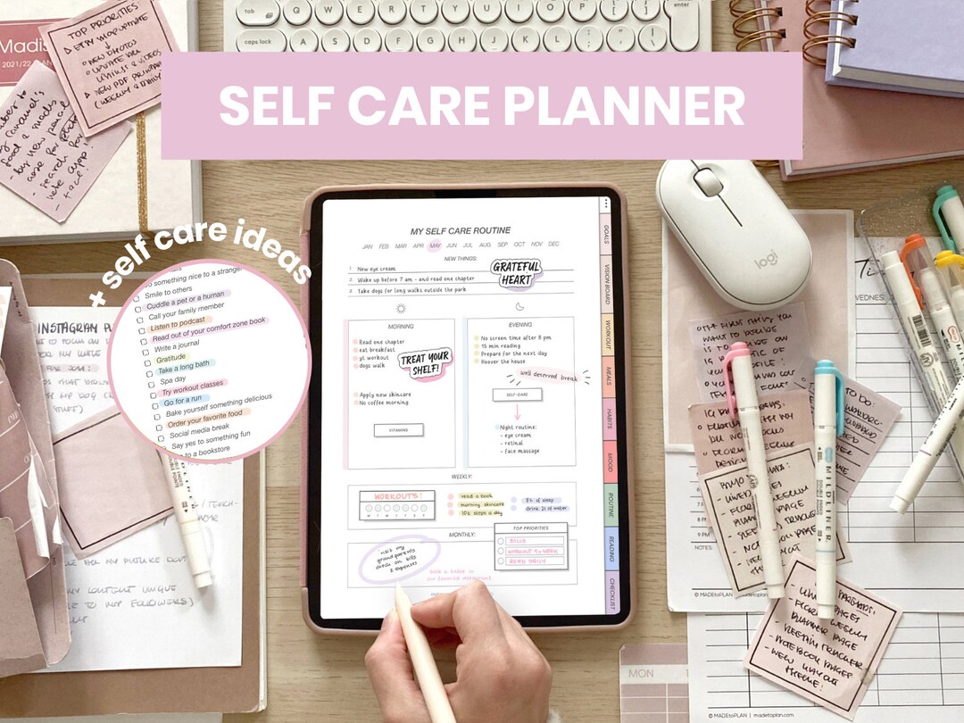 Self Care Digital Planner | Digital Meal Planner | Digital Gratitude ...