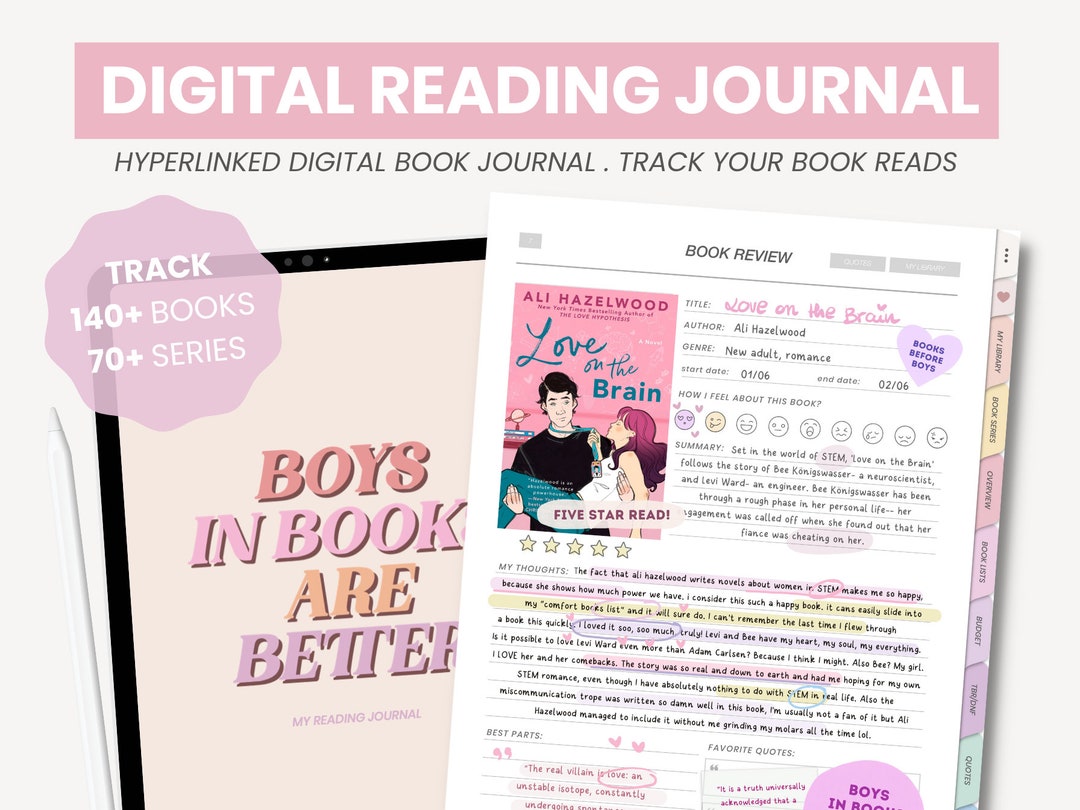 Digital Reading Journal | Digital Reading Planner | Reading Log ...