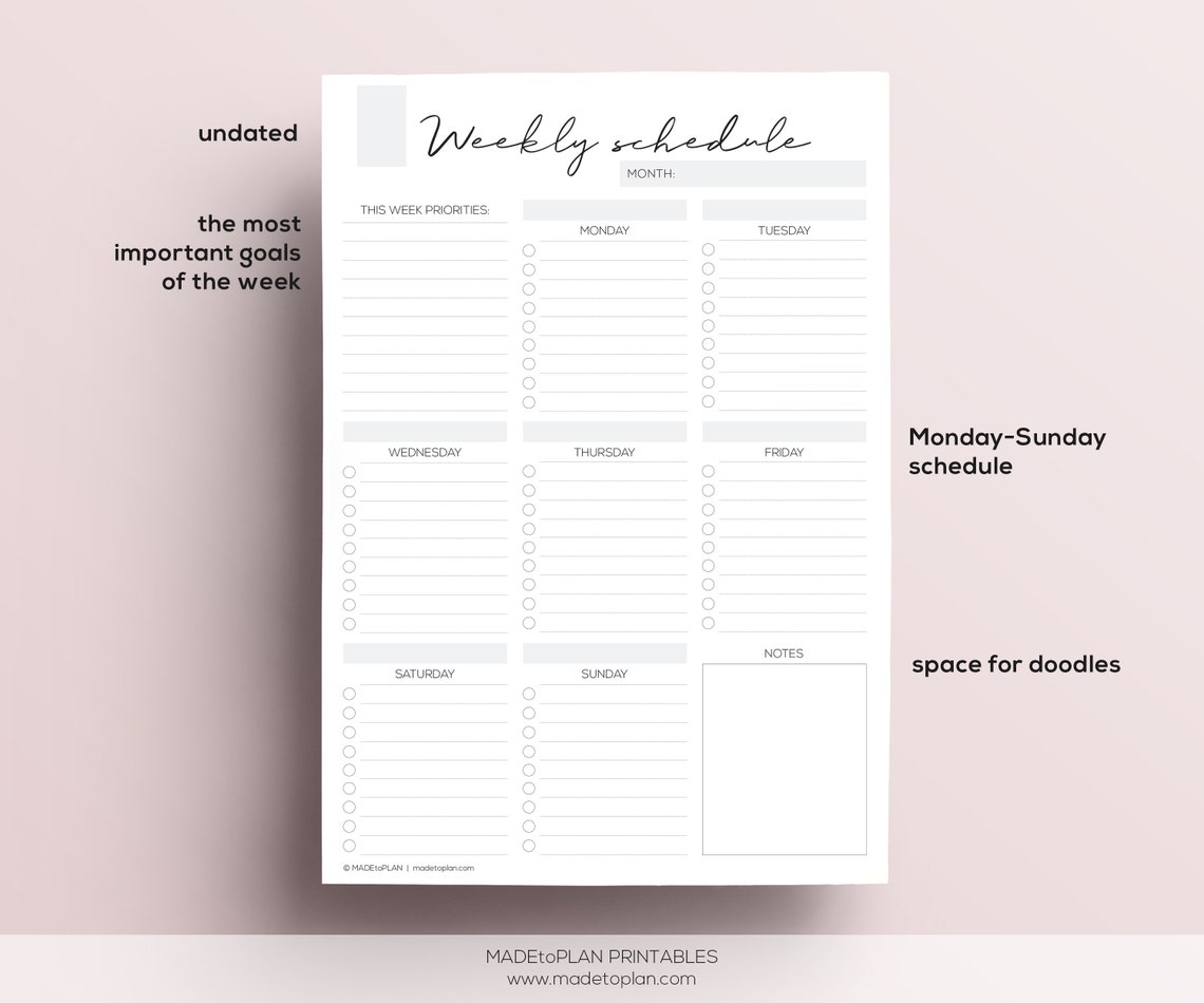 Weekly to Do List Printable Weekly to Do List Weekly | Etsy