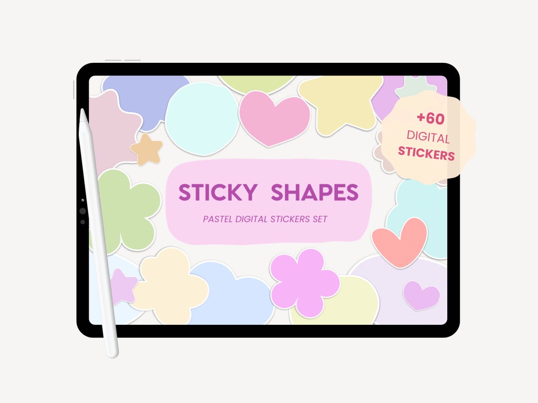 Abstract Digital Stickers Bundle | Pastel Sticky Shapes | Shape ...