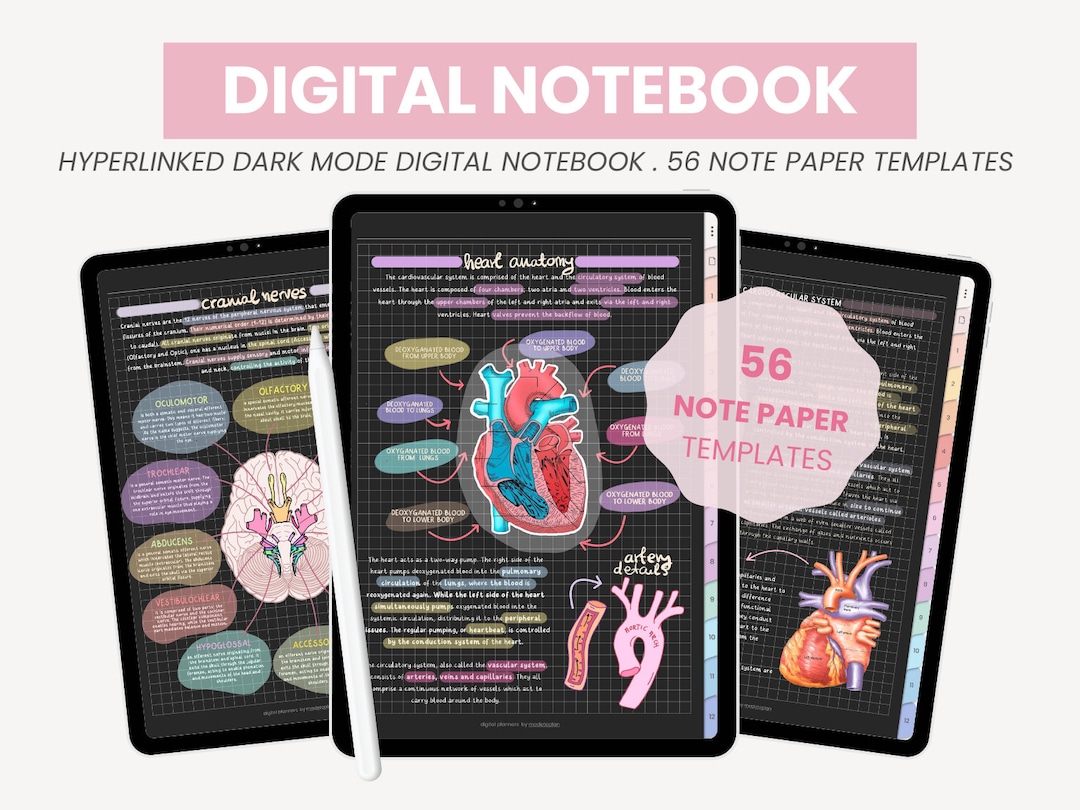 Dark Mode Digital Notebook | 12 Subject Digital Notebook for Students ...