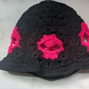 Neon Skulls Crochet Bucket Hat, Bucket Hat, Halloween, Emo, Uv Reactive ...