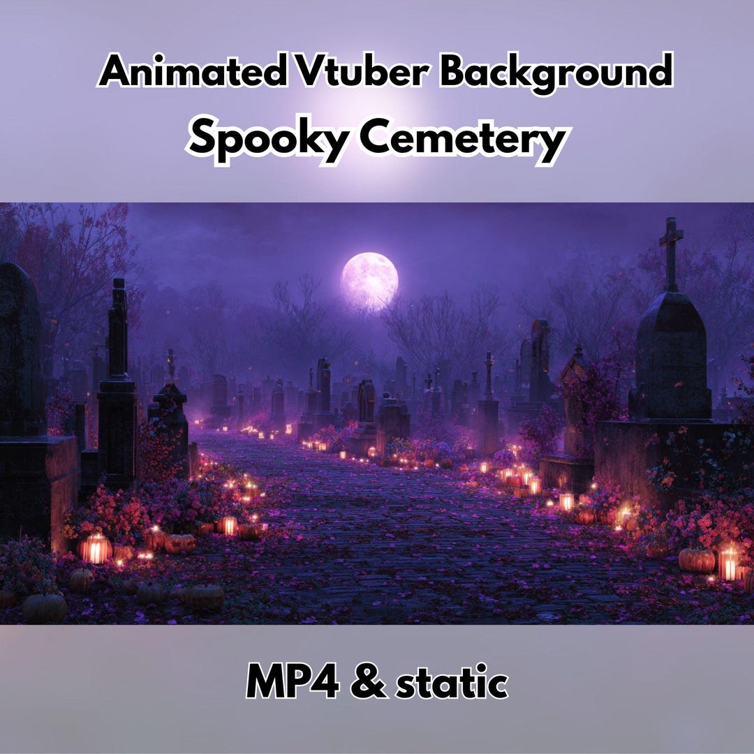 Spooky Cemetery Animated Vtuber Background: Gothic Graveyard Stream ...