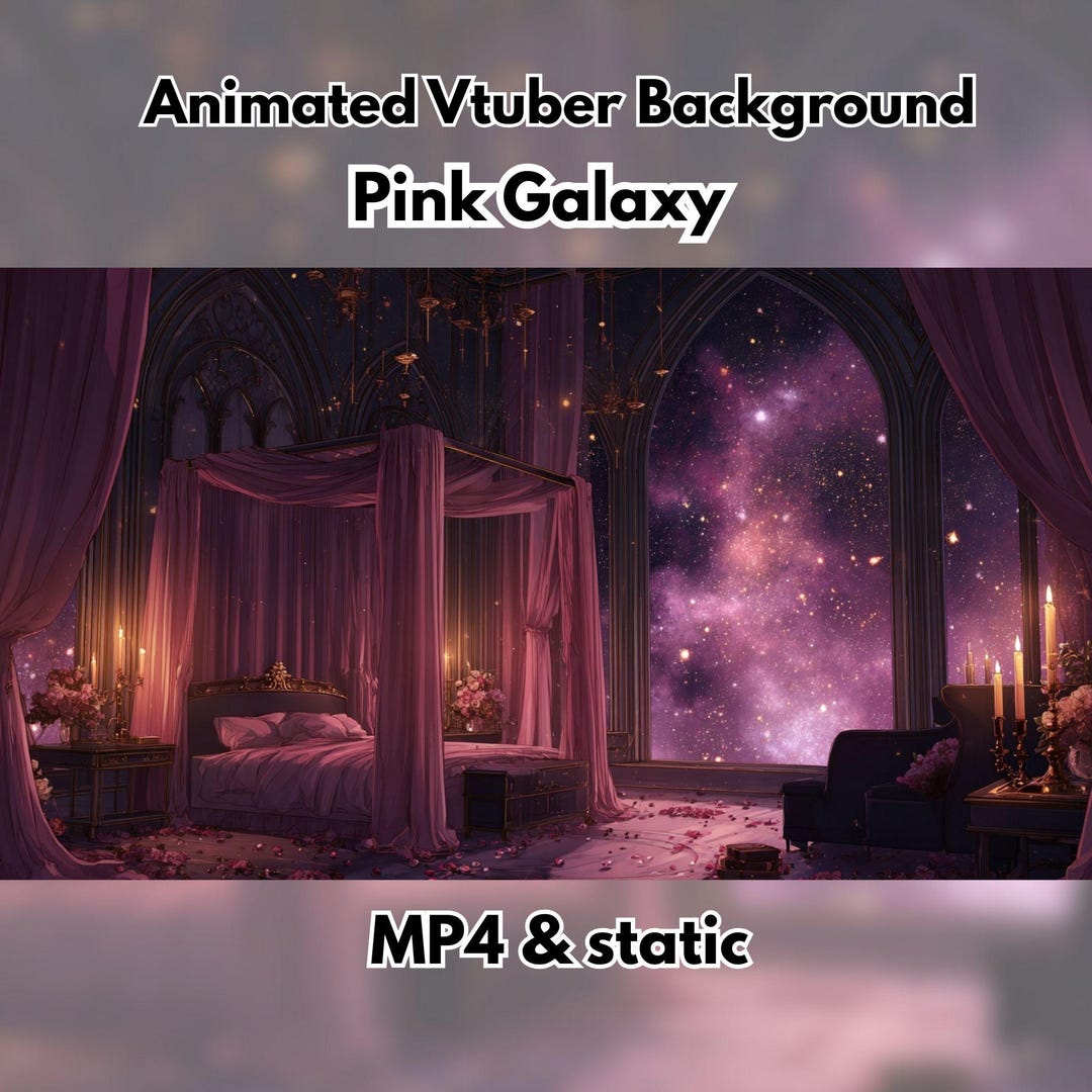 Pink Galaxy Window Vtuber Background | Gothic Anime Room for Twitch ...