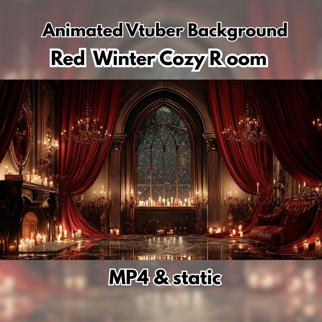 Gothic Winter Vtuber Background | Red Fireplace, Snowy Window (animated ...