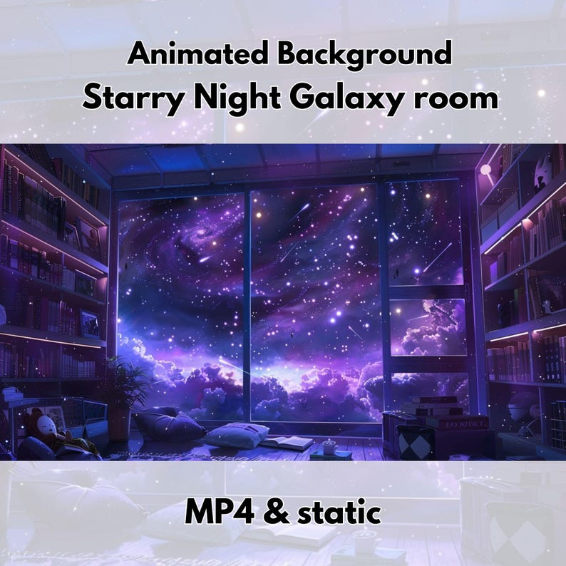 Animated Galaxy Room Vtuber Background: Cozy Anime Stream (digital ...