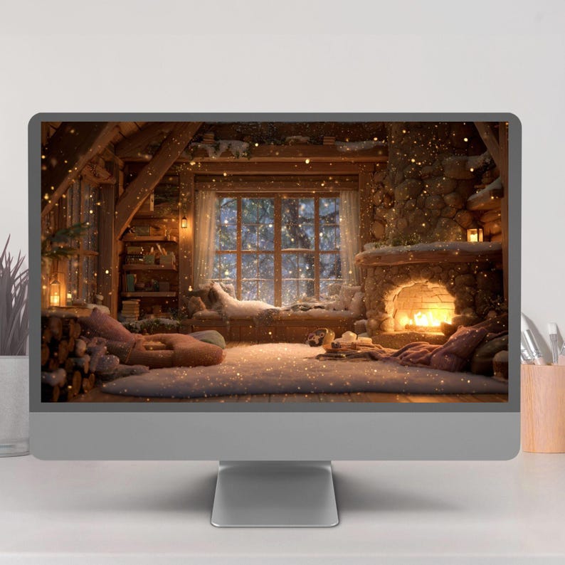 Snowy Cabin Vtuber Background: Animated Winter Cottagecore Stream ...
