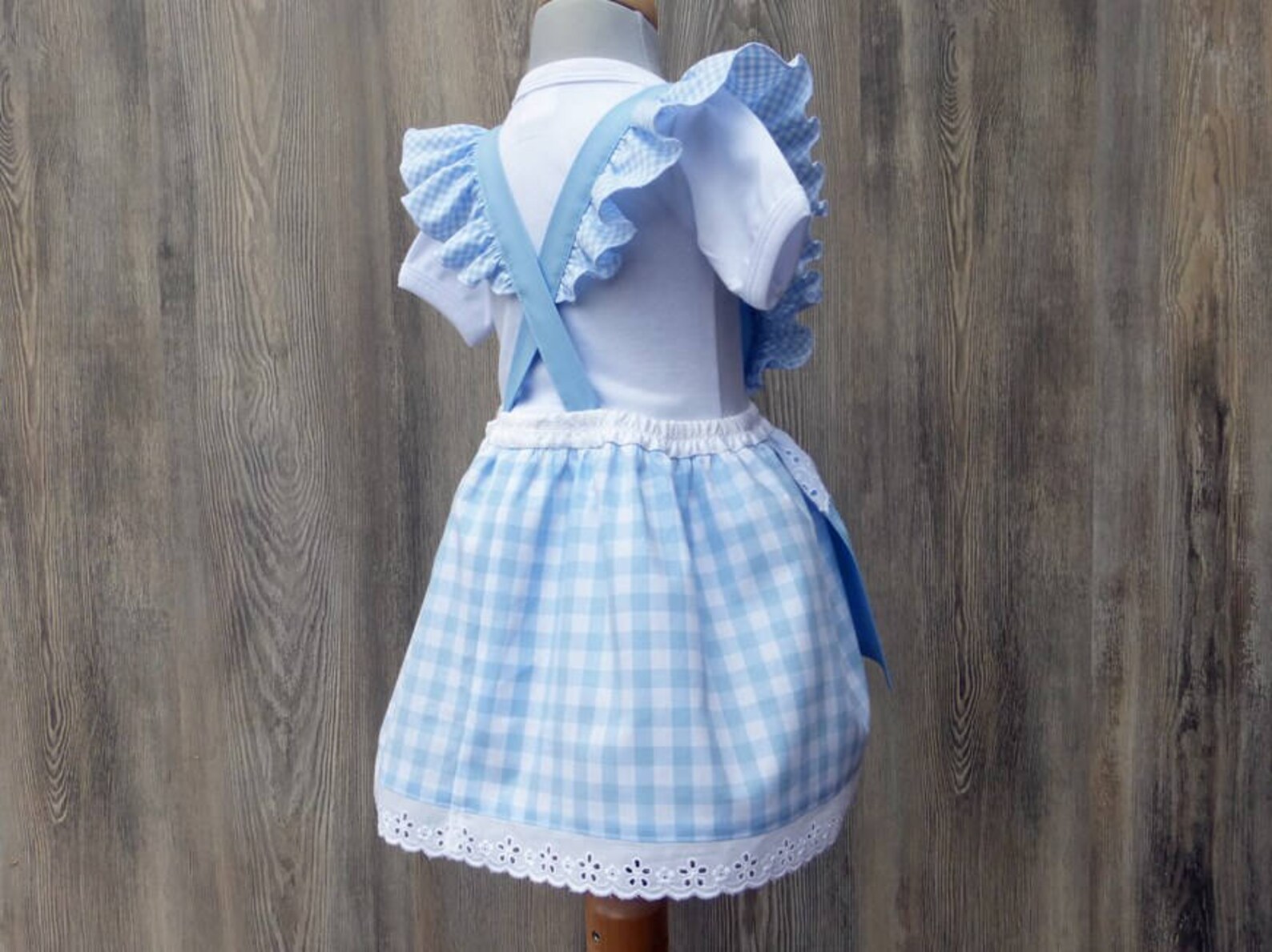 Babys First Dirndl, Baby Dirndl, Light Blue Checkered Christening Robe ...