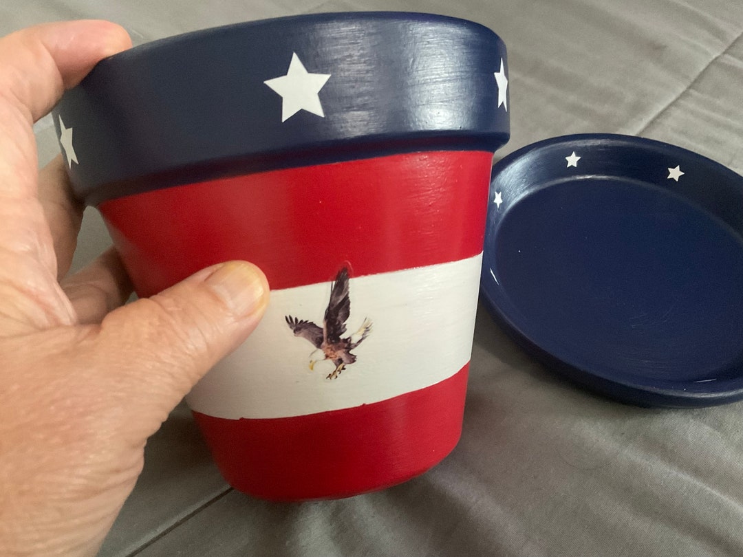 6 Inch Clay Pots Patriotic - Etsy