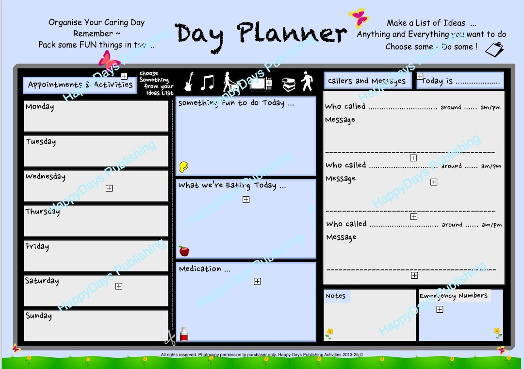Dementia Day Planner Diary - Printable - Etsy