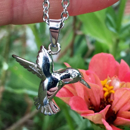 Hummingbird Locket Pendant Necklace - Etsy