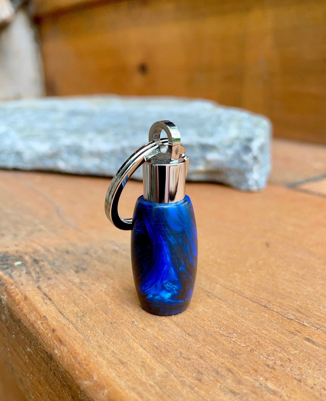 Blue Swirl Aluminite Acrylic & Silver Stainless Steel Waterproof ...