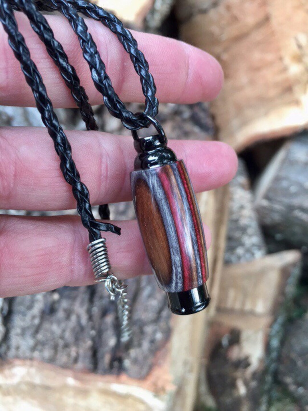 Royal Jacaranda Wood Cremation Pendant: Stainless Steel Ashes Necklace ...