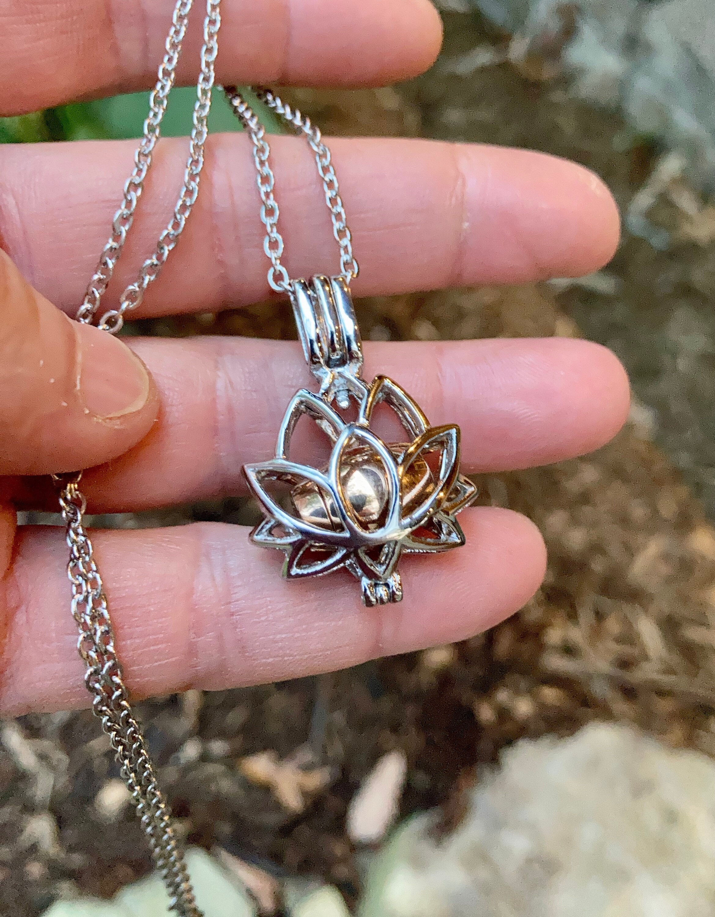 Silver Metal Lotus Flower Cage Locket With Rose Gold Color | Etsy