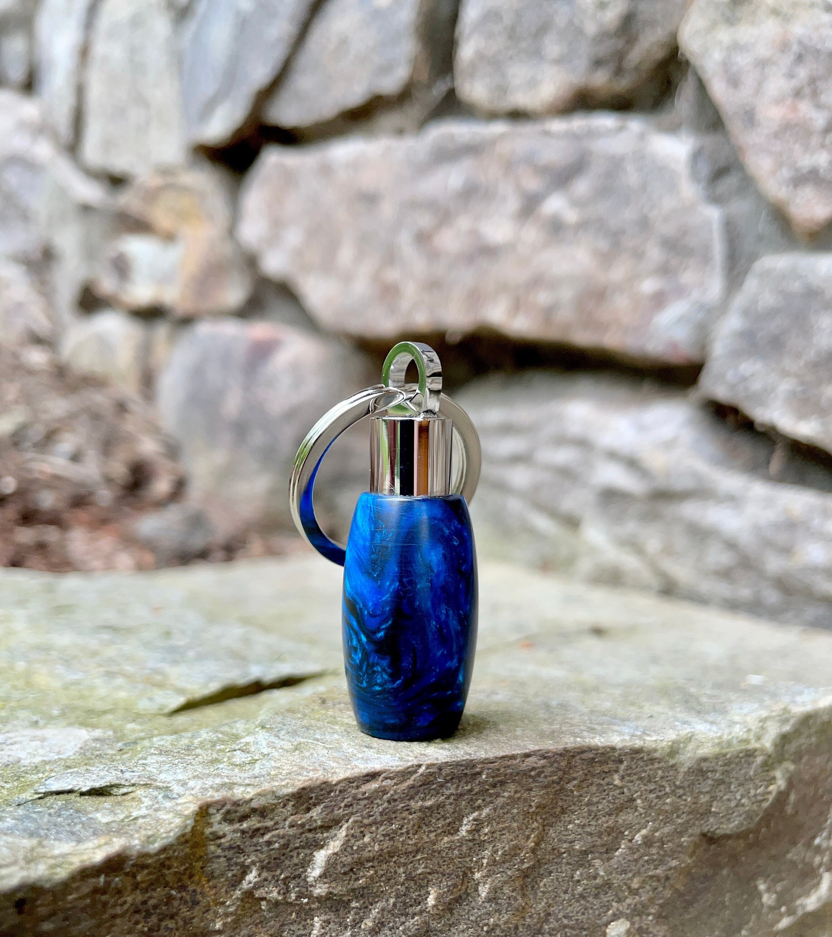 Blue Swirl Aluminite Acrylic & Silver Stainless Steel Waterproof ...