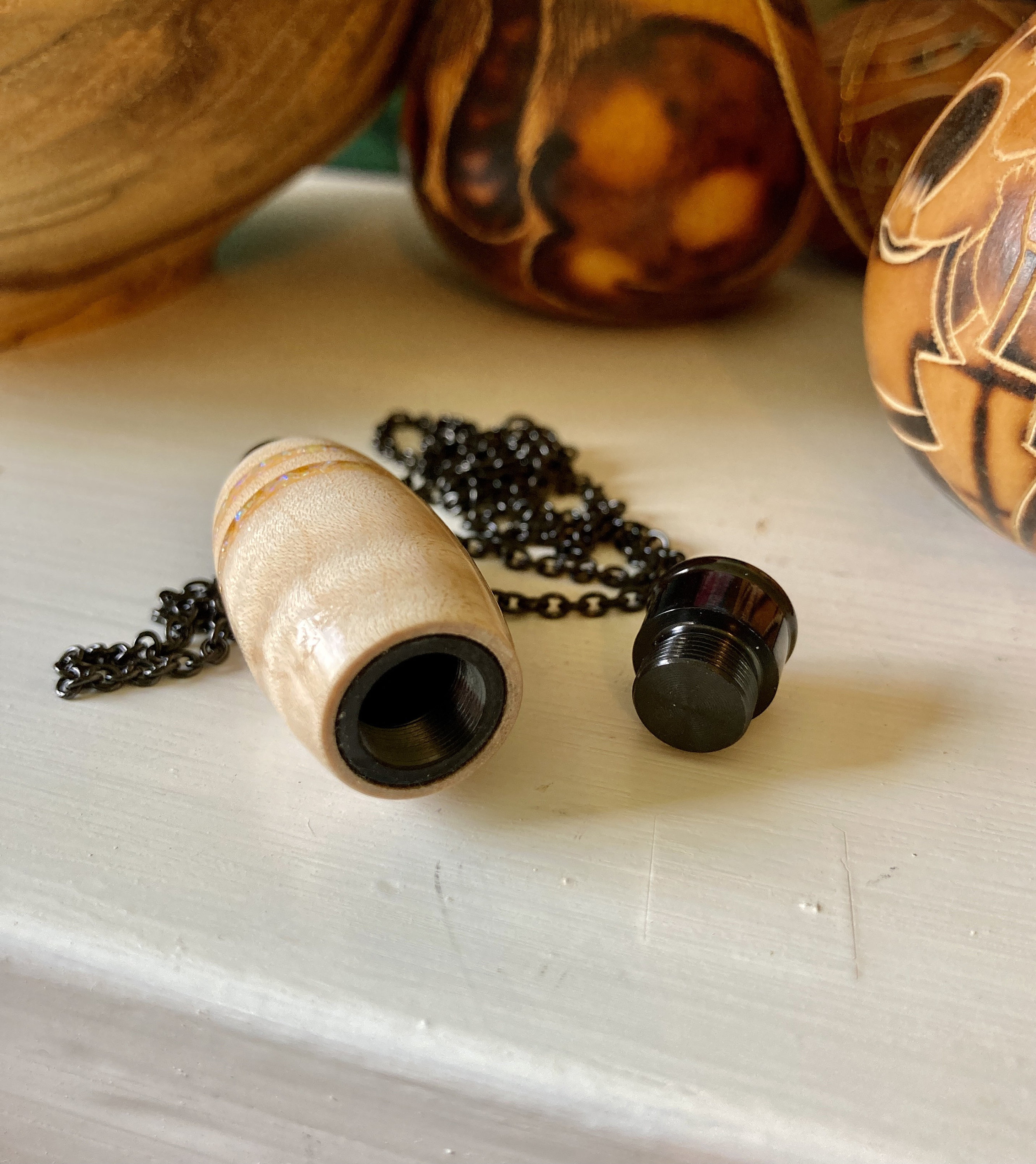 Honey Opal Inlays On Tiger Maple With Black Stainless Steel | Etsy