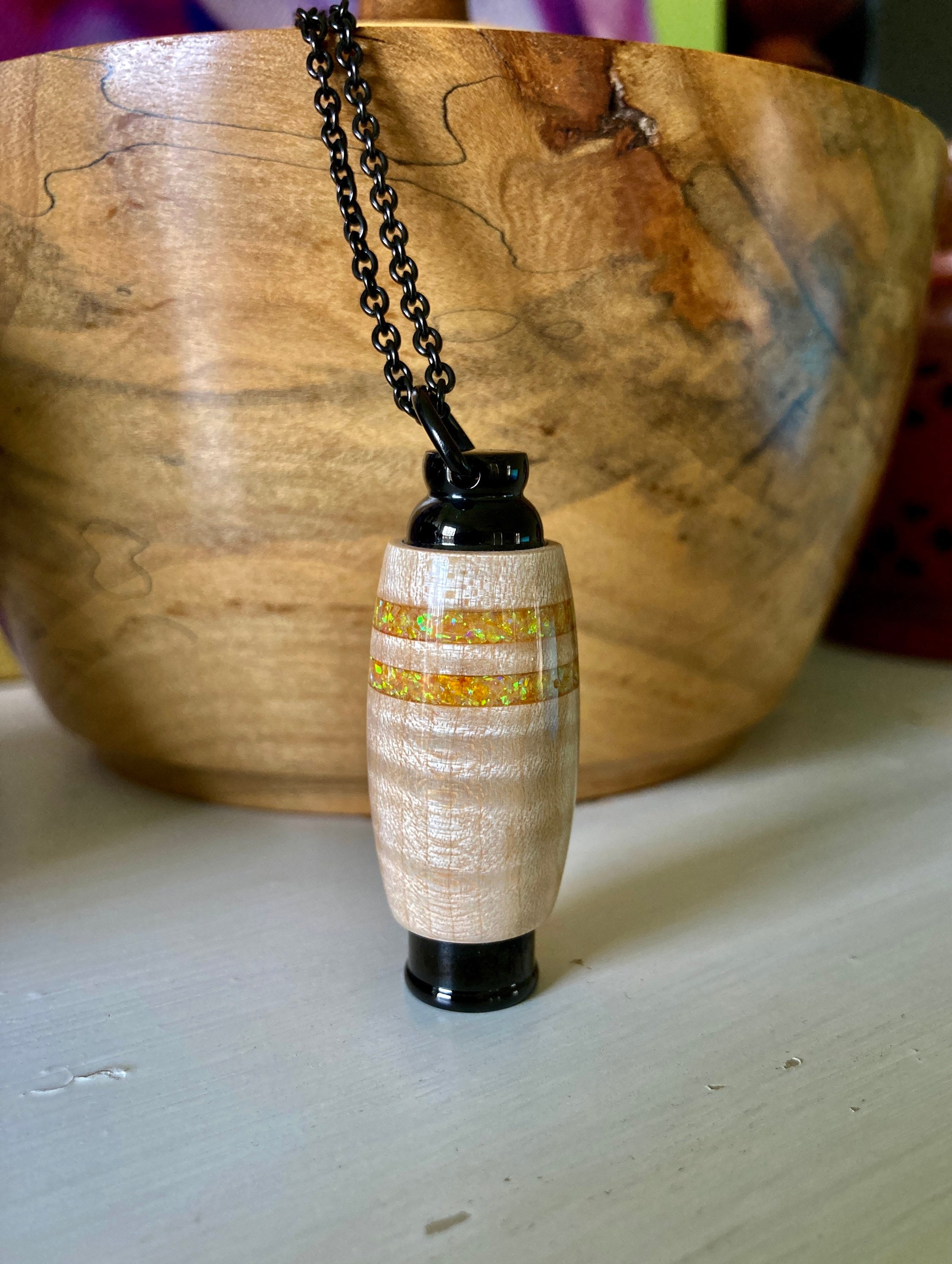 Honey Opal Inlays on Tiger Maple With Black Stainless Steel | Etsy