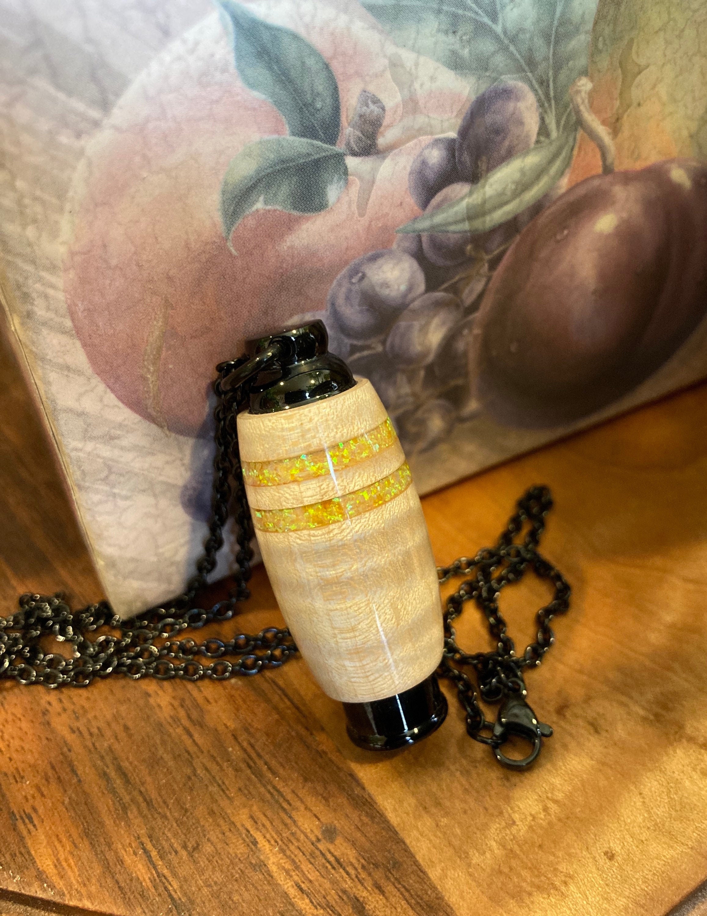 Honey Opal Inlays On Tiger Maple With Black Stainless Steel | Etsy