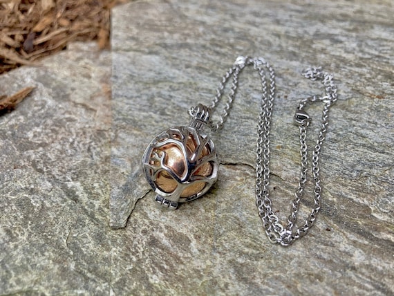 Silver Metal Tree of Life Cage Locket With Rose Gold Color - Etsy