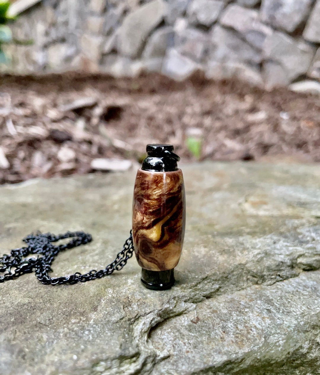 Waterproof Cremation Jewelry | Java Gold Acrylic & Black Stainless ...