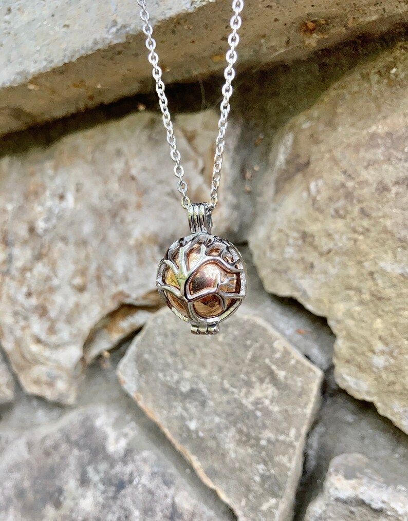 Silver Metal Tree of Life Cage Locket With Rose Gold Color - Etsy