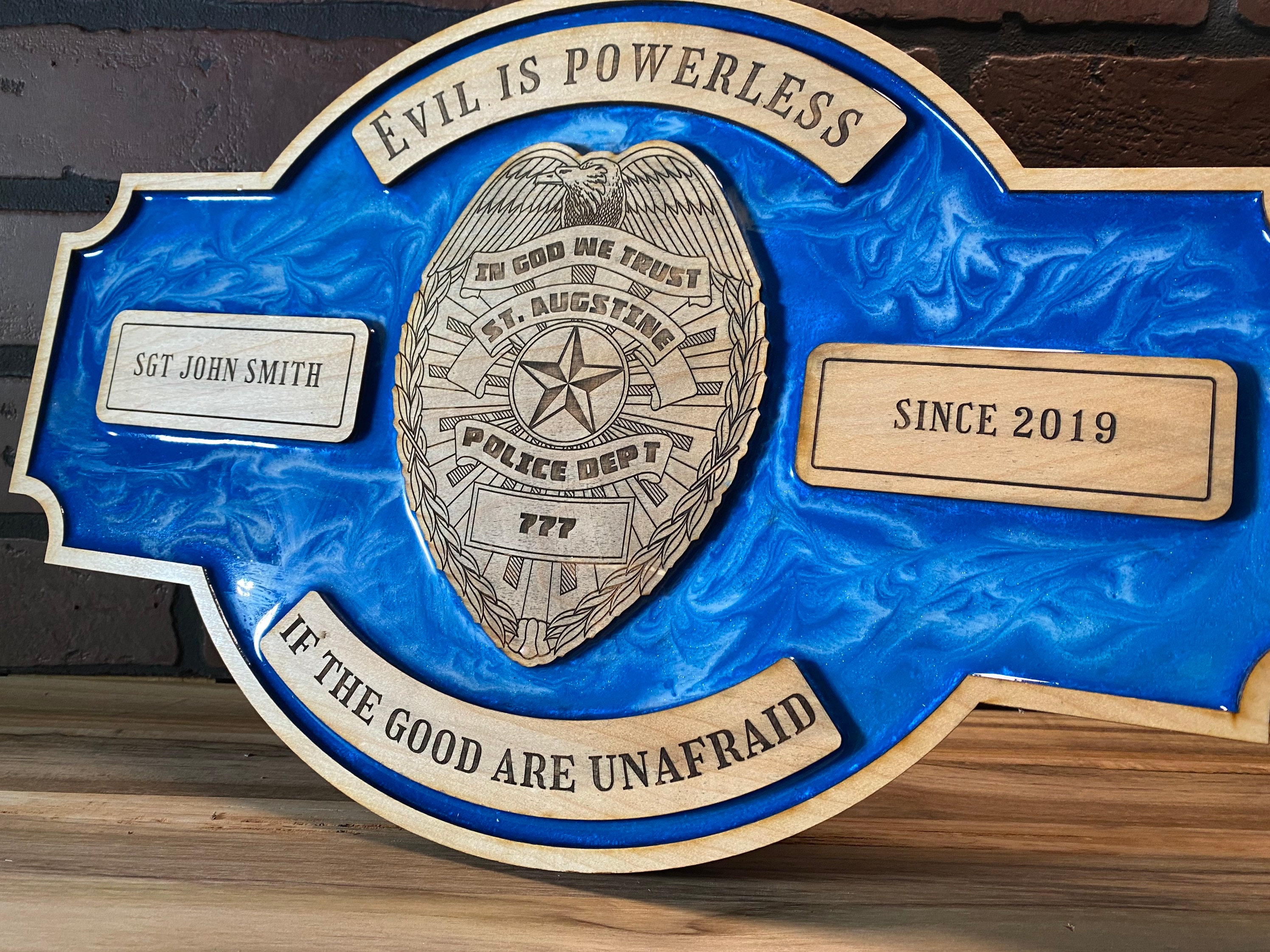 Any Logo 17” Resin Inlay Police Department Military Personalized Sign ...