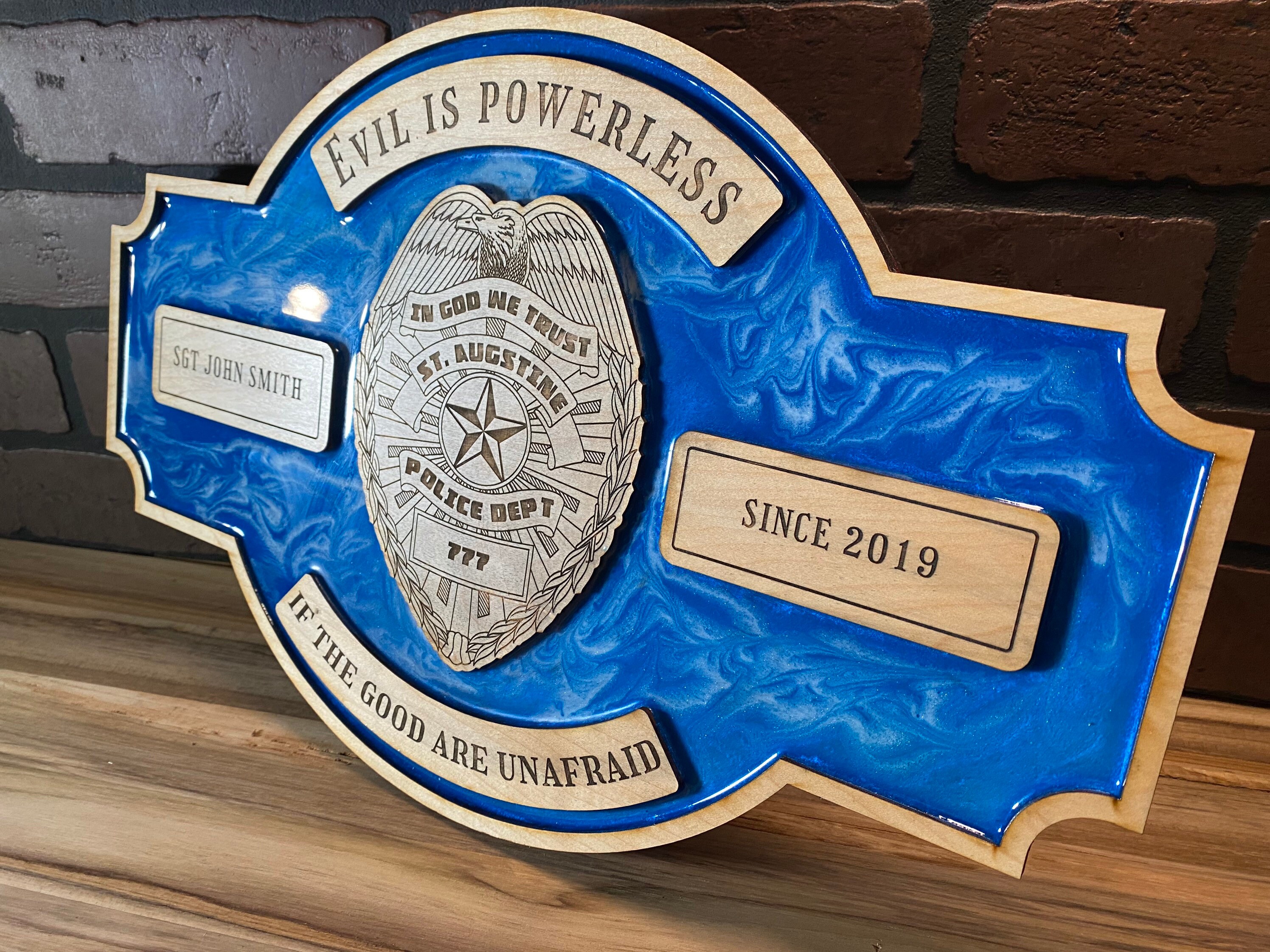Any Logo 17” Resin Inlay Police Department Military Personalized Sign ...