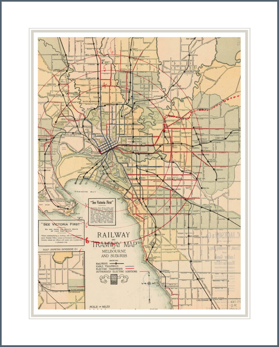 1921 Vintage Archival Reproduction Map of Rail and Tram Map No 3 - Etsy