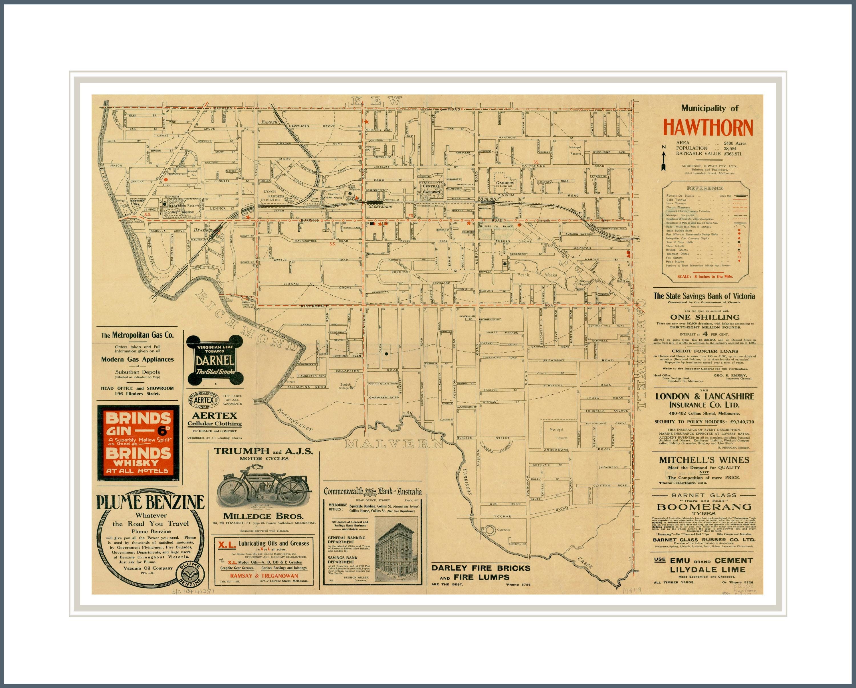 Vintage Archival Reproduction Map of Hawthorn No 68 - Etsy