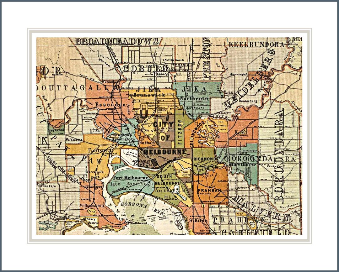 Vintage Archival Reproduction Map of Melbourne No 91 - Etsy