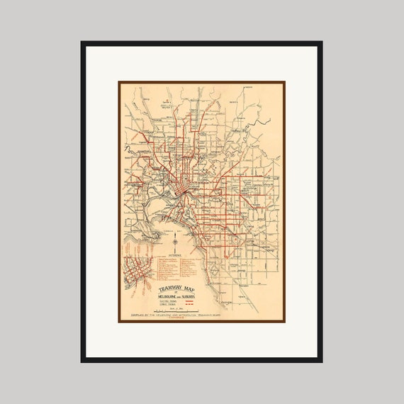 Prints Digital Prints FRAMED MAP of Old Melbourne during the 1800's ...