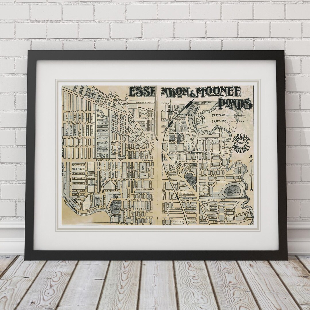 Vintage Essendon & Moonee Ponds Map - Etsy Australia