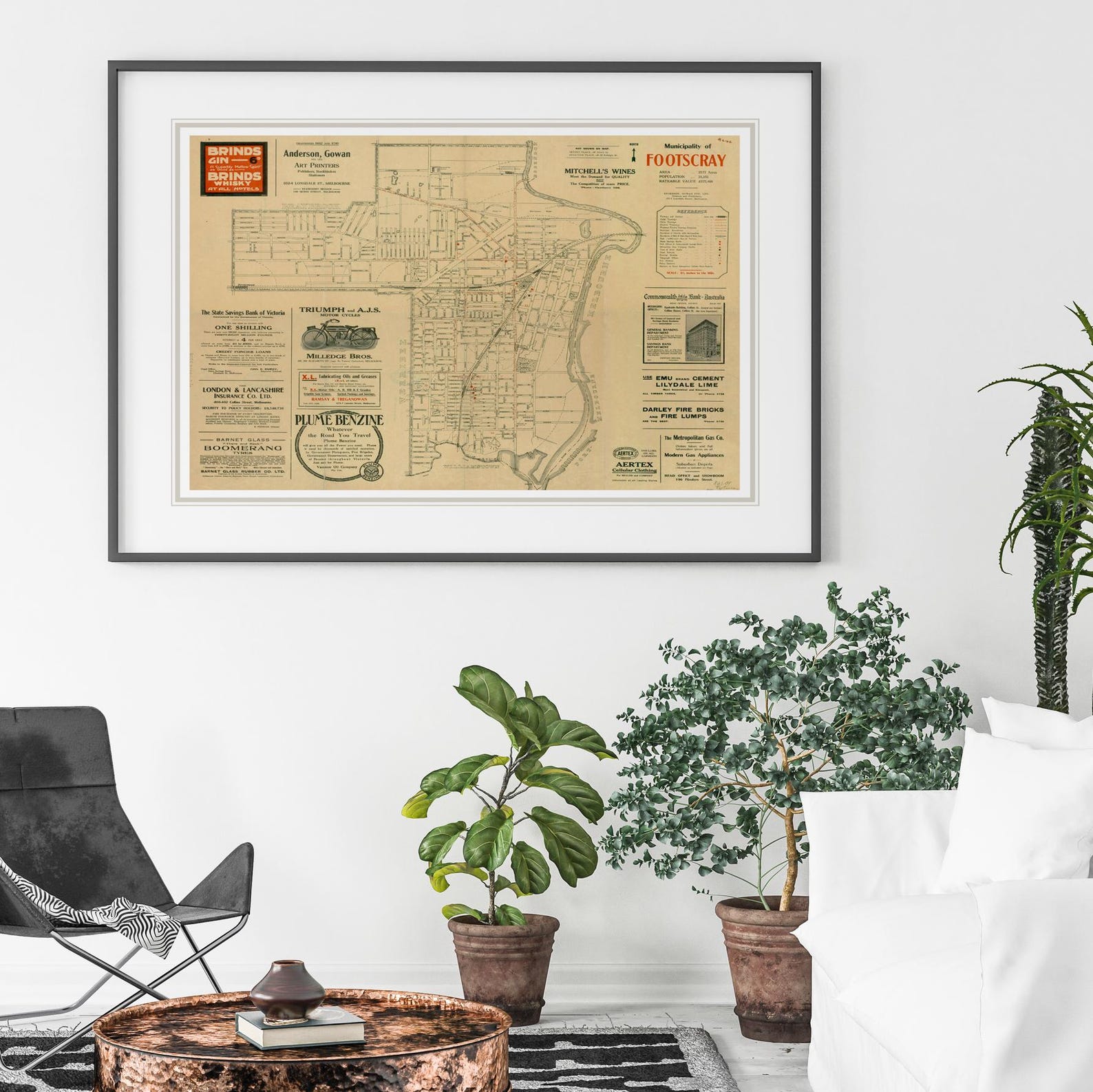Vintage Footscray Municipality Map - Etsy