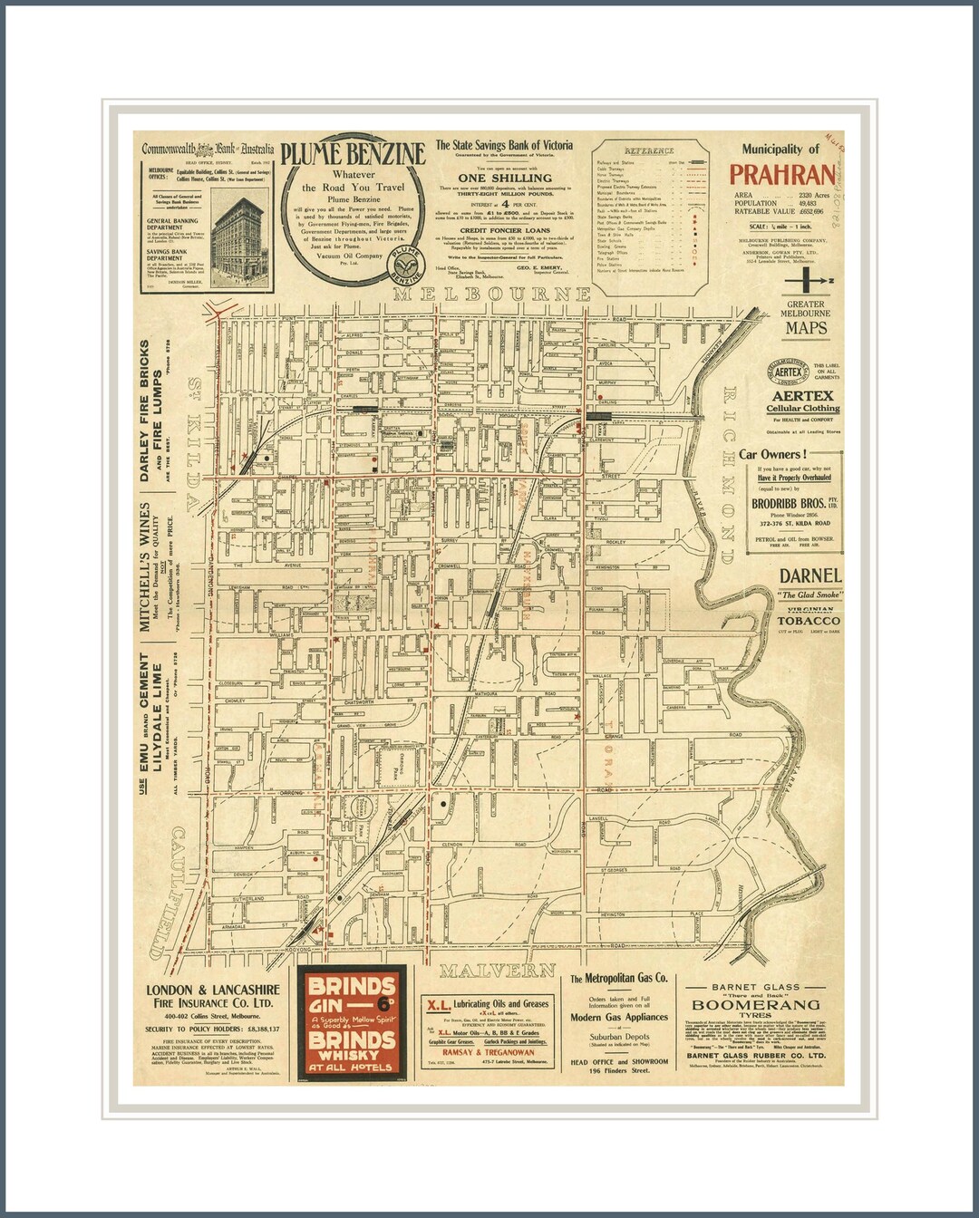 Vintage Archival Reproduction Map of Prahran No 43 - Etsy