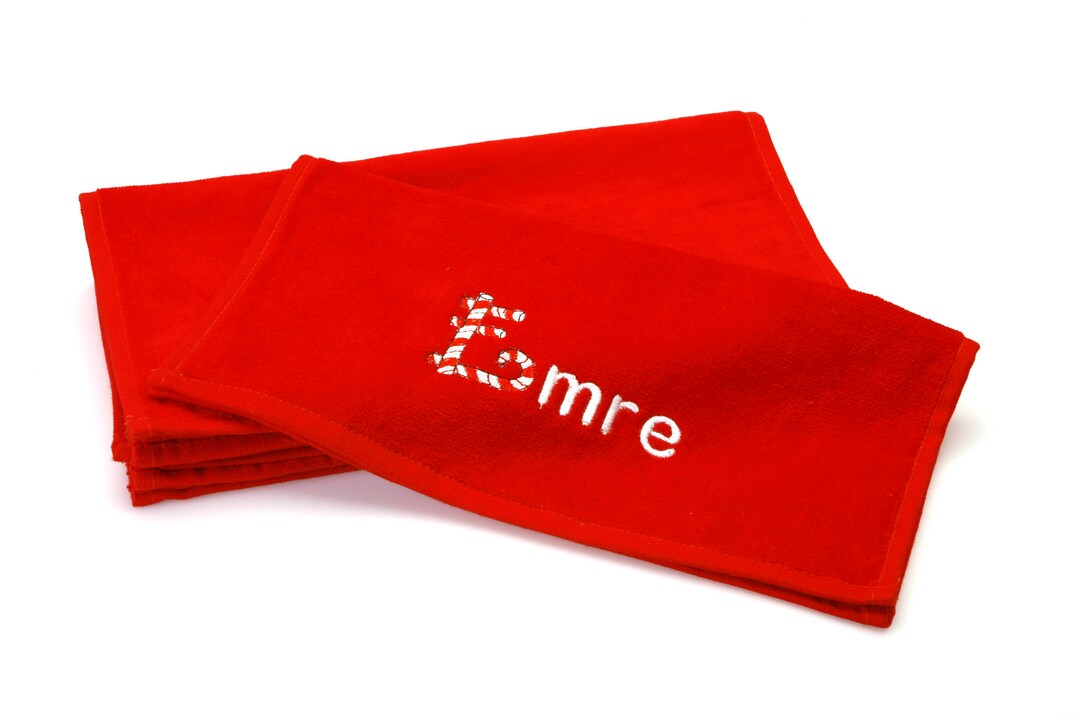 Personalized Kids Terry Cotton Towel: Embroidered Candy Cane Monogram ...
