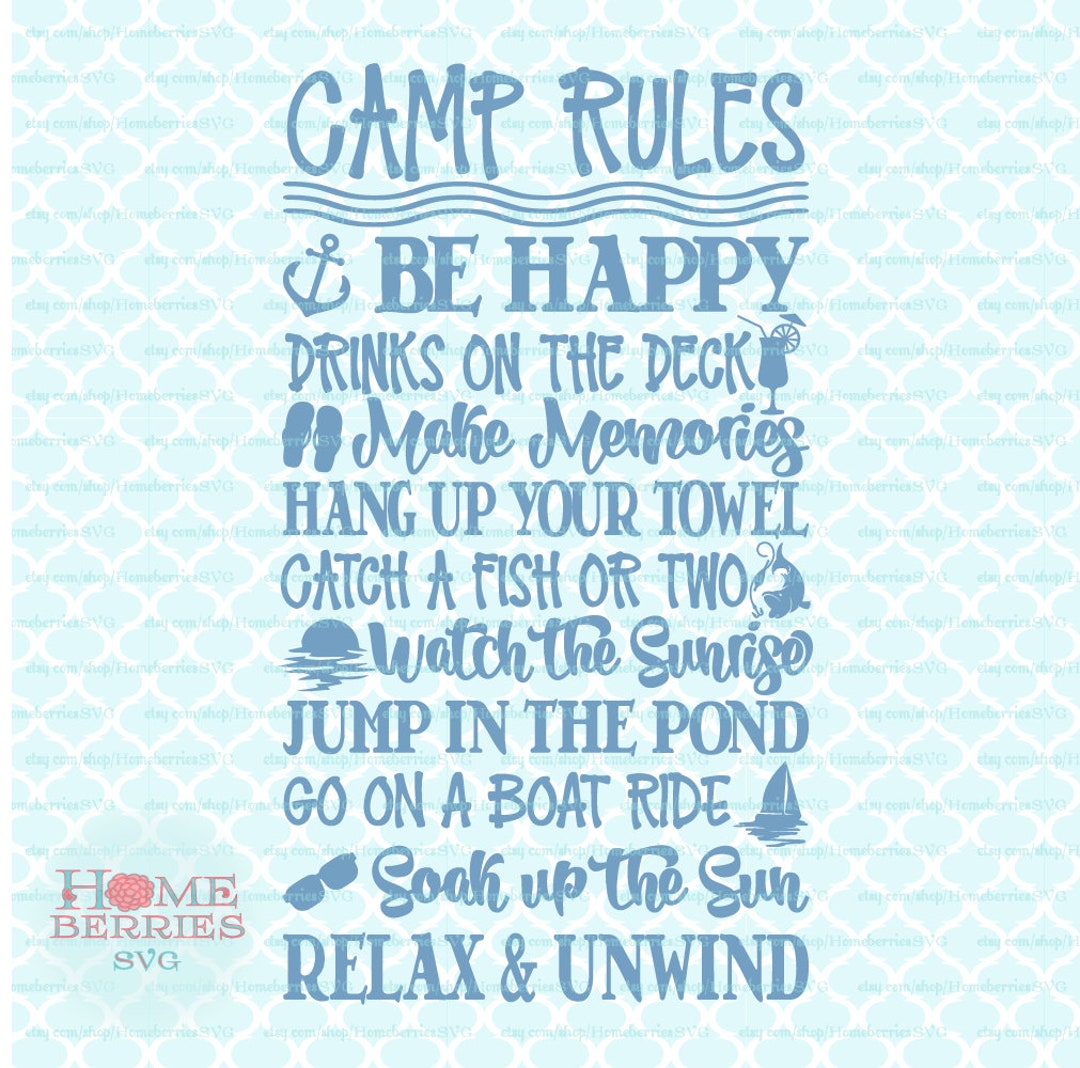 Camp Rules Sign Svg Camping Campground Cabin Svg Dxf Eps Ai Cut Files ...