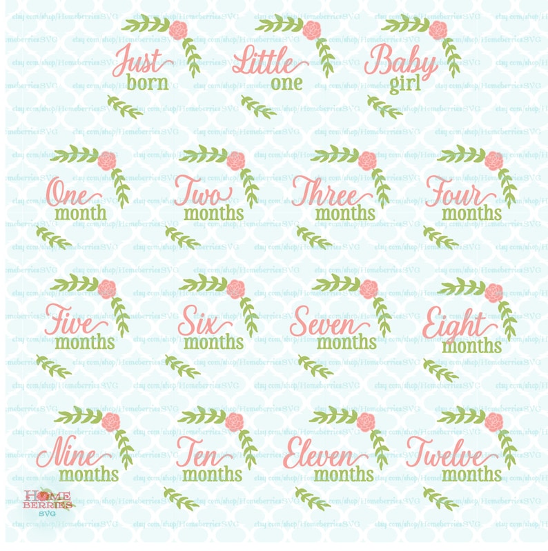Baby Girl Birth Month Milestones Rose Theme W/ Bonus Files: - Etsy