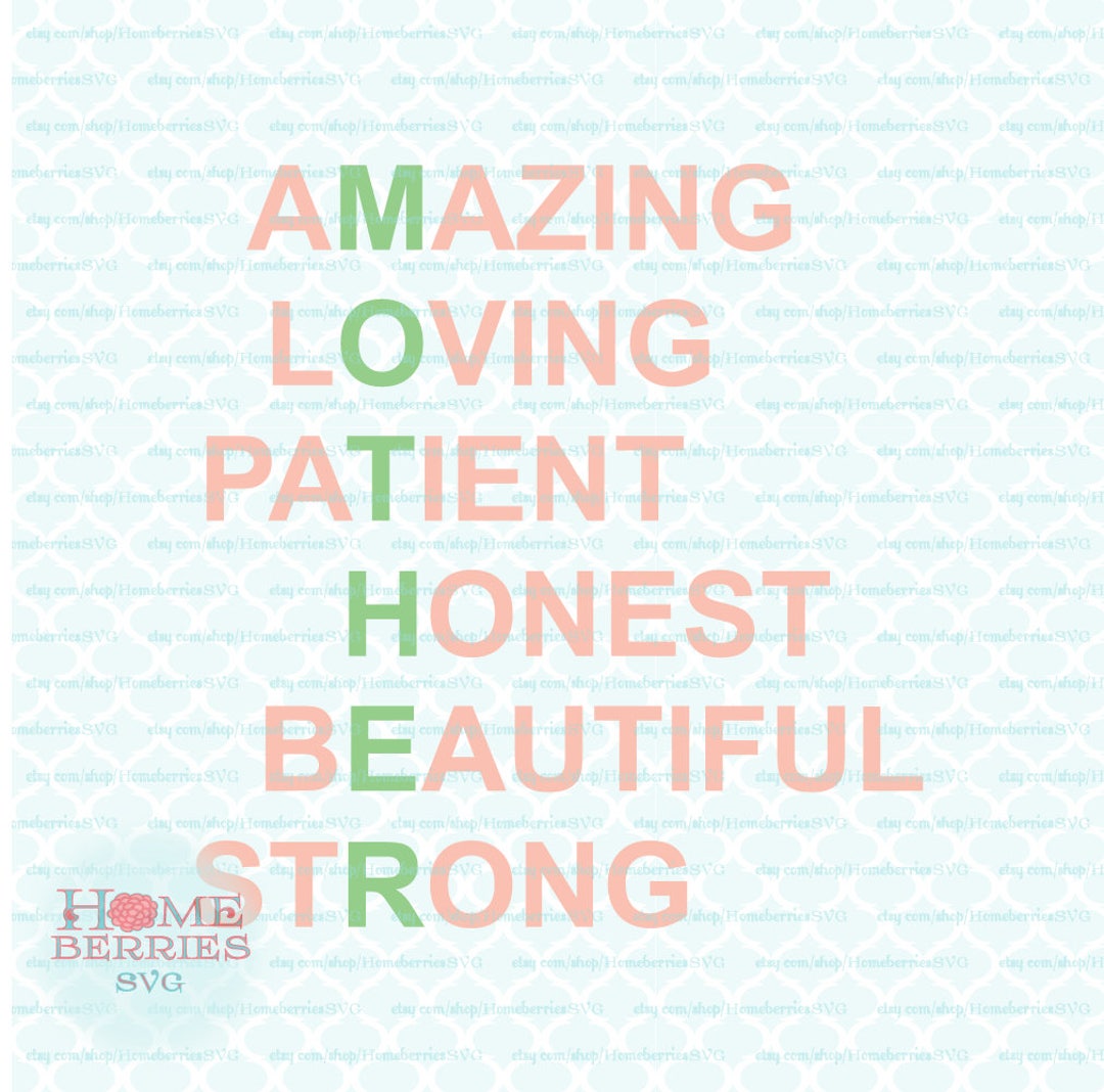 Mothers Day Mother Acrostic Poem Svg Dxf Eps Jpg Ai Files for Cricut ...